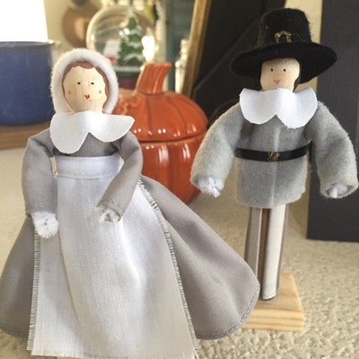 Thanksgiving Pilgrim Clothespin Doll Set, Boy and Girl Pilgrim Pair - Etsy