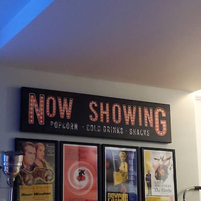 Theater Sign, Family Theater Room Sign, Vintage Movie Room Wall ...