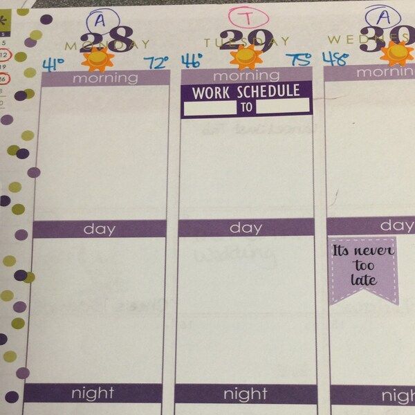 Planner Stickers Work Schedule Stickers - Etsy