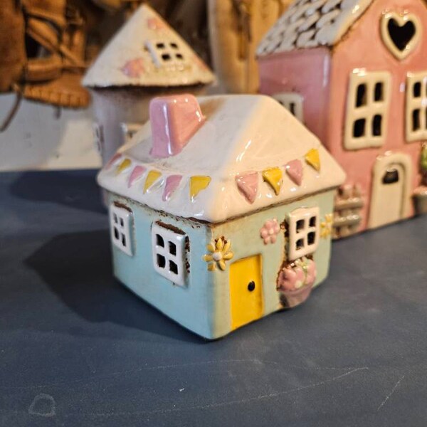 NEW! Green Ceramic Dutch House Tealight Holder - Etsy