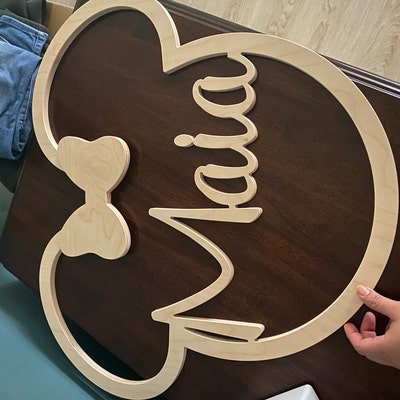 Backdrop Birthday Sign Wooden Name Sign Mickey Mouse Sign Name Nursery ...