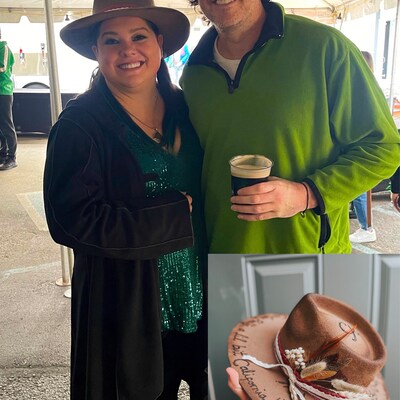 Hand Burned Custom Wide Brim Fedora Hat Floral, Flower, Sunflower, Summer, Derby, Concert ...