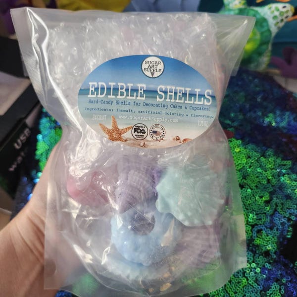 Hard Candy Edible Sugar Shells - Mermaid Mix - Very Detailed - Cupcake ...