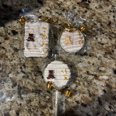 Baby Shower Treats Bundle. Baby Boy, Light Blue/ White Drizzle ...