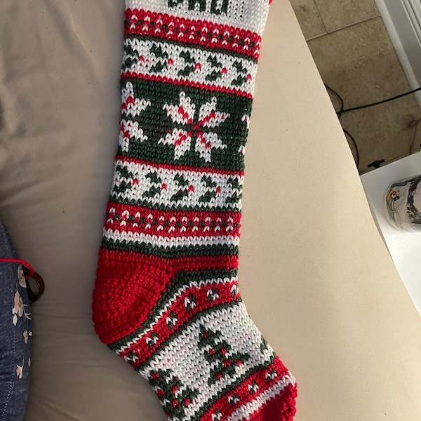 Personalized Crochet Fair Isle Stocking Pattern- Large Snowflake - Etsy