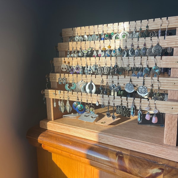 Made in USA Double Sided Large Standing Earring Holder Earring Storage ...