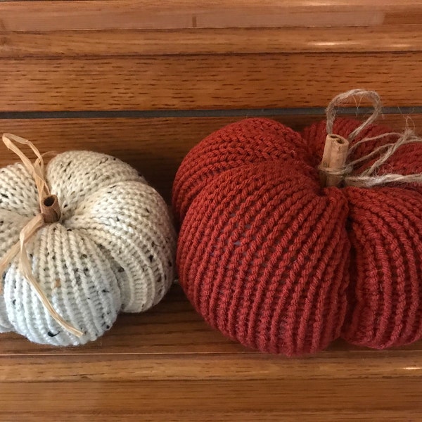 Knit Pumpkins - Fall Decor - Autumn Display - Thanksgiving Centerpiece ...