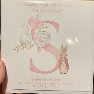Personalised Peter Rabbit New Baby Card New Baby - Etsy UK