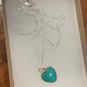 Sterling Silver Turquoise Heart Necklace, Little Turquoise Heart ...