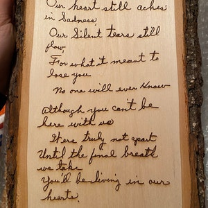 Handwriting Gift Wood Burned Wall Hanging, Custom, Loved One's ...
