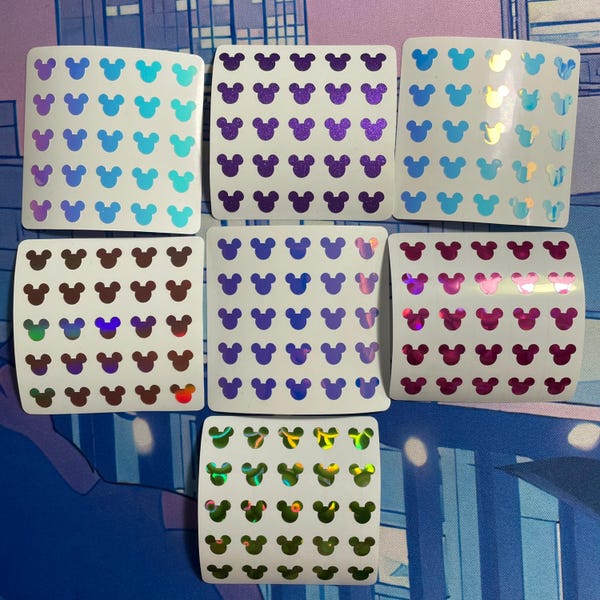 Mini Mickey Head Vinyl Planner Stickers // 8mm Iridescent Stickers ...