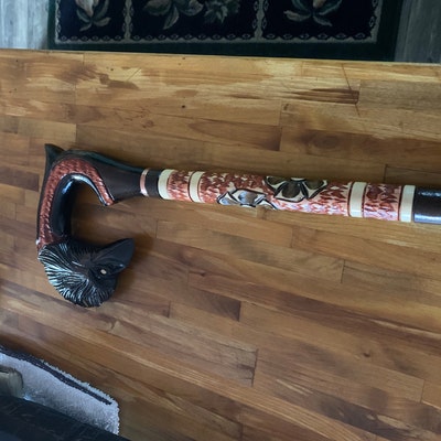 Hand Carved Folk Art Design Walking Cane Funny Antique Walking Stick - Etsy
