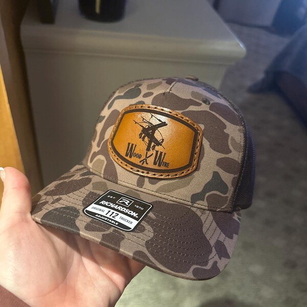 Funny Hunter With Rifle & Bow Snack Cake SEWN LEATHER PATCH ...