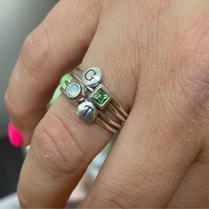 Stackable Gold Rings Gold Stack Ring Set 2 Birthstone | Etsy