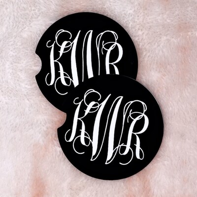 Car Coasters Monogram Car Coasters Set of 2 - Etsy