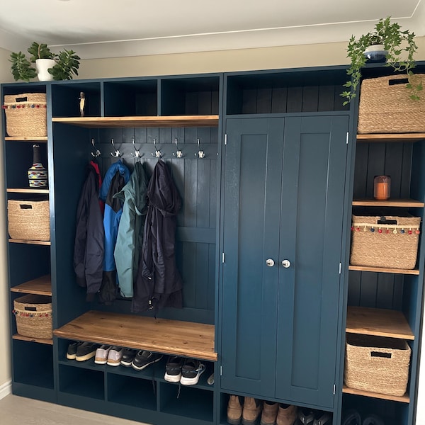 Boot Room Farrow & Ball Stiffkey Blue Flexible Cupboard,storage Shelves ...