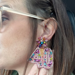 50th Birthday Beaded Earrings, Milestone Birthday, 50 Earrings, 50th ...
