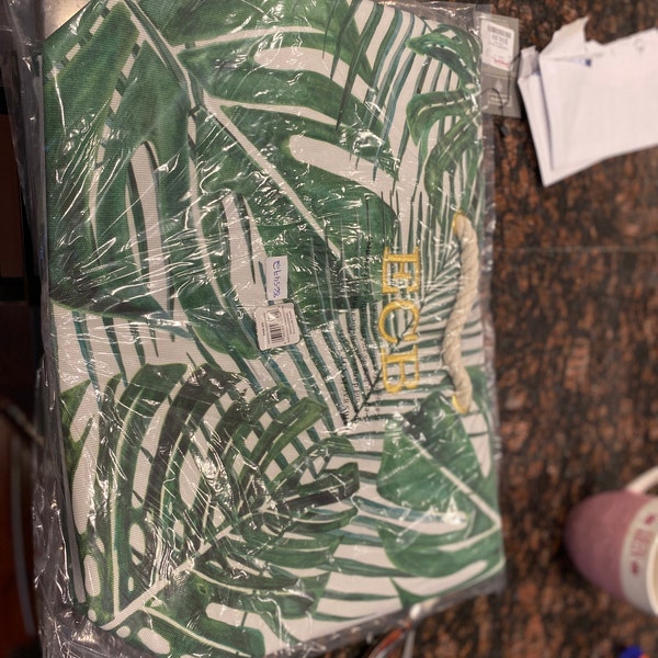 Palm Leaf Tote Bag - Personalized Tote Bag - Bride Gift - Bridesmaid ...