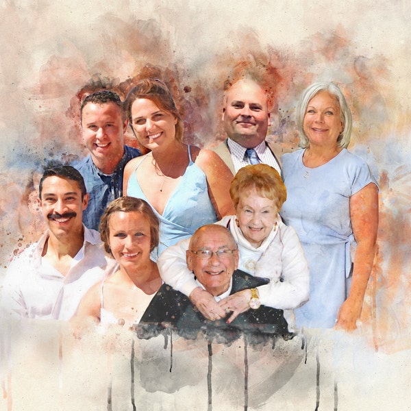 Painted Family Portrait, Loss of Father Gift for Daughter, Memorial ...