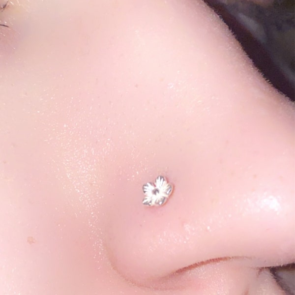 Flower Nose Stud, Unique Nose Ring, Flower Nose Piercing Gold, Rose ...