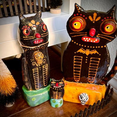 Halloween Black Cat Scaredy Cat Jack-o-lantern Pumpkin 5 X 7 - Etsy