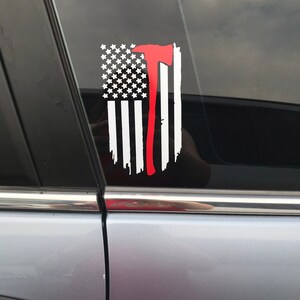 Firemans Axe, Thin Red Line, American Flag, Vinyl Car Decal, Support ...