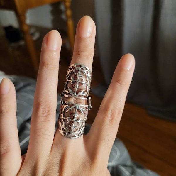 Full Finger Ring Finger Long Ring Long Finger Ring Sterling Silver Full ...