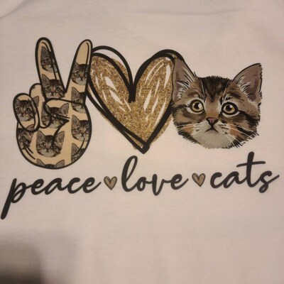 Peace Love Cats ,tabby Cat, Peace Love Cats Sublimation Png Digital ...
