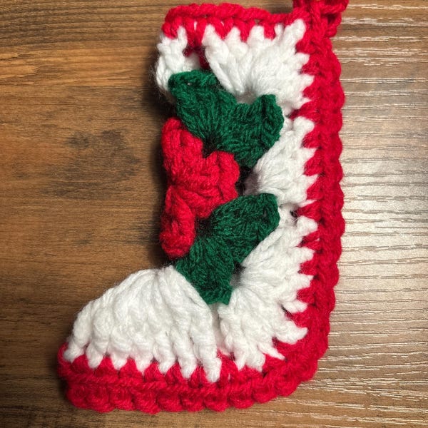 Crochet Mini Granny Square Christmas Stocking Ornament PDF Pattern ...