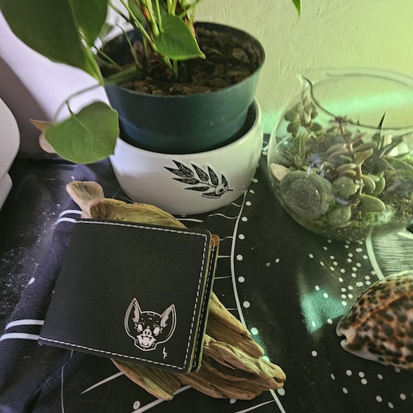 Mad Bat Vegan Leather Wallet - Etsy
