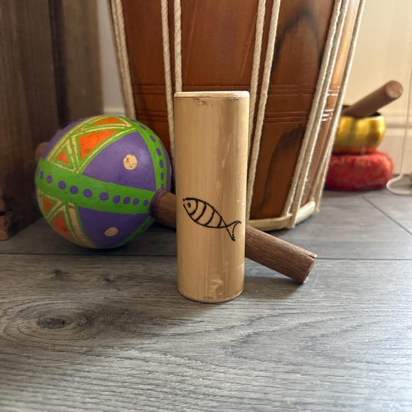 Tik Tok Tone Block Carved Burned Design Tribal Musical Instrument ...