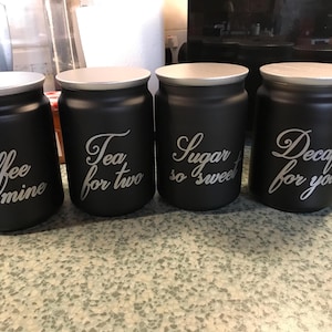 Sage Green Tea Coffee Sugar Canisters Set With Optional Biscuit ...