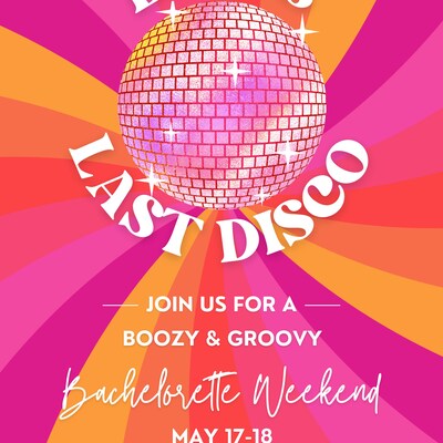 Disco Birthday Party Invitation Template for Retro & Groovy 70s Bday ...