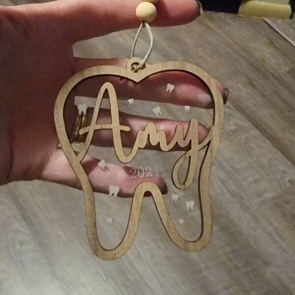 Tooth Ornament, Personalized Custom Name Gift Tag, Dental Hygienist ...