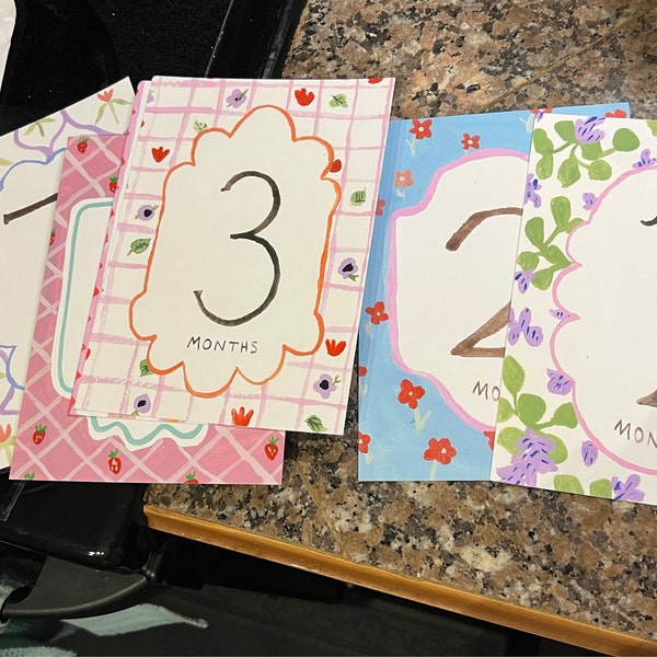 Vibrant Painted Baby Milestone Marker Cards - Etsy