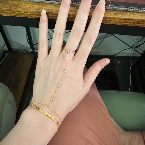 Diamond Hand Bracelet by Caitlyn Minimalist • Hand Chain Bracelet With ...