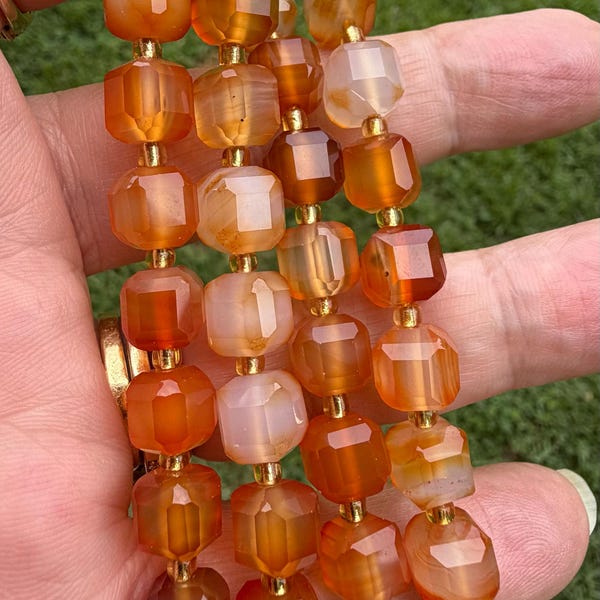 8mm/10mm Cube Red Carnelian Agate Genuine Natural Loose Faceted Dice ...