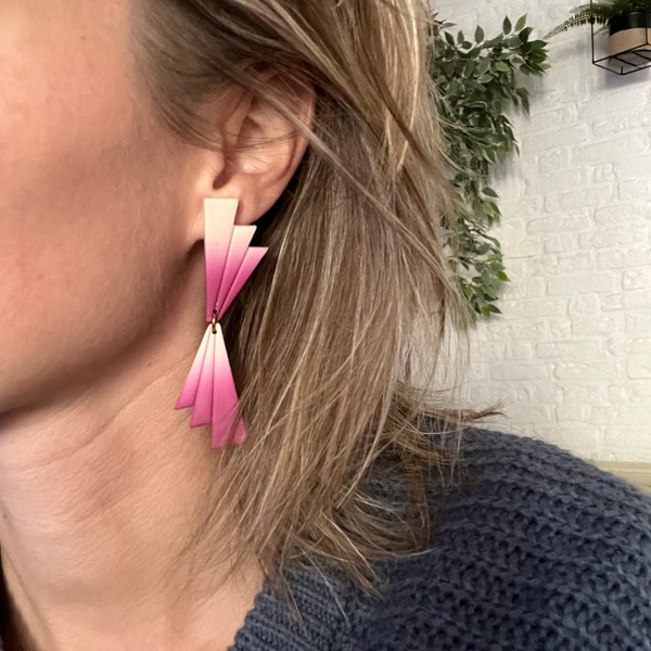 5 Colors - Textured Minimal Colorblock Polymer Clay Earrings. 80s Fun ...