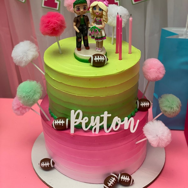 Fondant Football Cake or Cupcake Toppers - Fondant Football- Sports ...