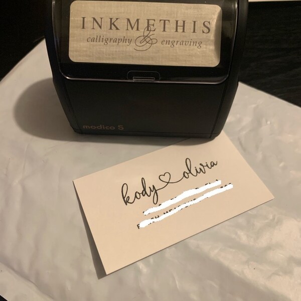 Modern Calligraphy Stamp, Cute Wedding Return Address Stamp, Pre-inked ...