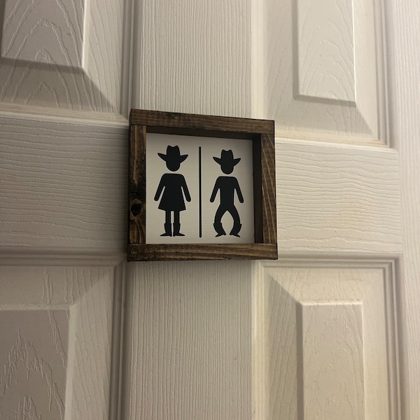 Cowboy Cowgirl Silhouette Western Bathroom Decor Sign - Etsy