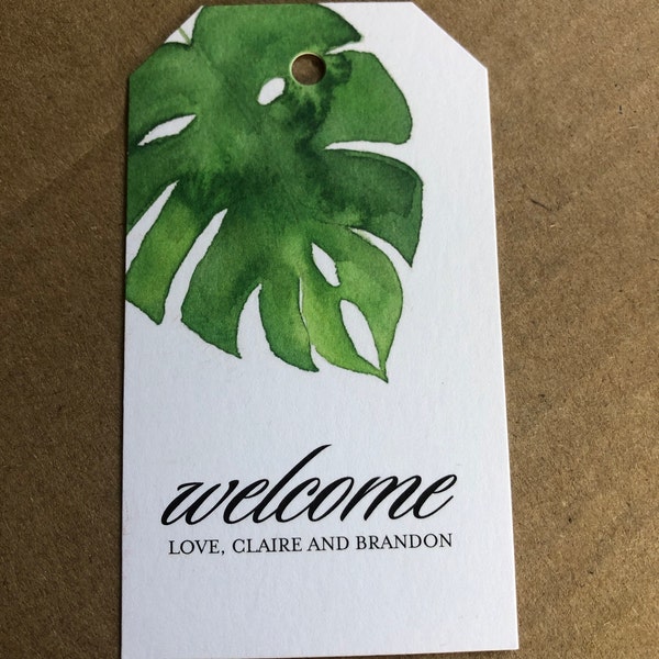 PRINTED Tropical Welcome Gift Tags for Tropical Wedding Favor Tags With ...