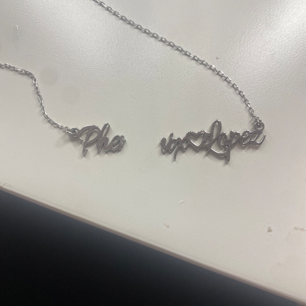 Two Name Necklace With Heart, Dainty Family Necklace, 2 Names Necklace ...