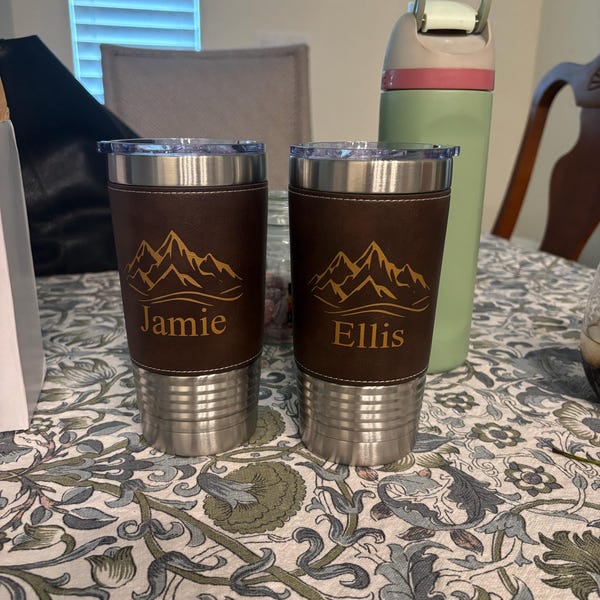 Personalized Engraved Stainless Steel Tumbler,custom Name Leather Wrap ...