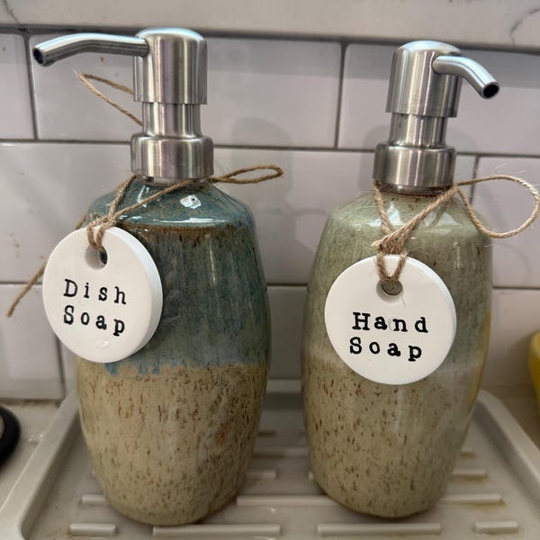 Set of 2 Soap Bottle Dispenser Labels L Dish Soap Hand Soap Tags L ...