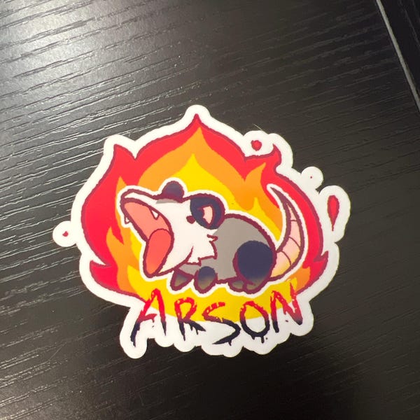 Chaotic Screaming Opossum Arson Rat on Fire Vinyl 3" Sticker - Etsy