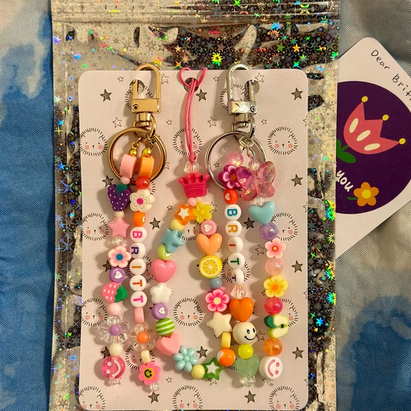 Custom Beaded Keychain Personalized Y2K Keychain Bag Charms Colorful ...