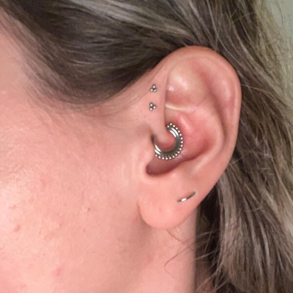 NEW ‣ 16g Bead Cluster Hinged Segment Ring, 316L SS, Daith Earring ...