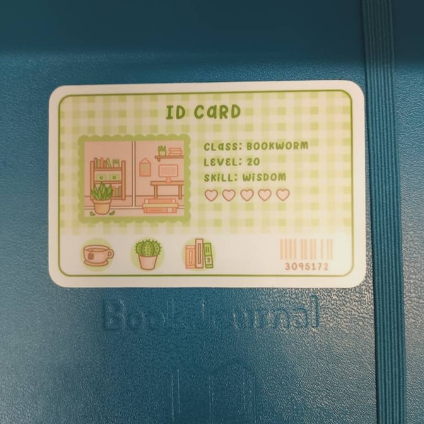 ID Card Aesthetic Vinyl Sticker | Waterproof, Waterbottle, Kawaii ...