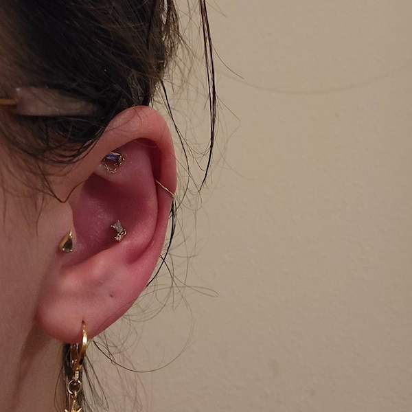 14K Solid Gold Hinged Clicker Hoop Belly Button Hoop Huggie Hoop ...